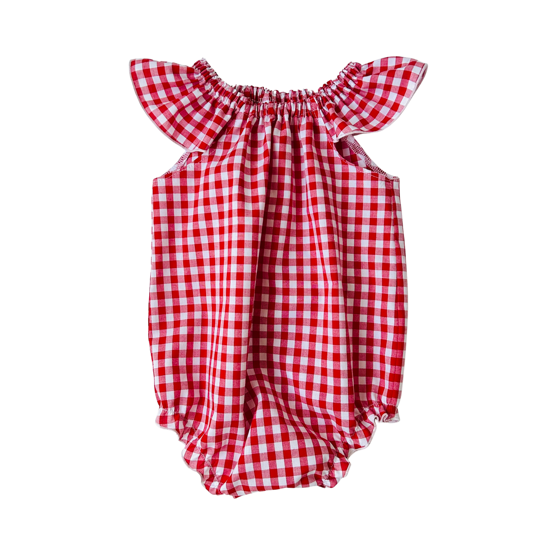 Red Gingham Love Flutter Romper – Tickled Pink Designs